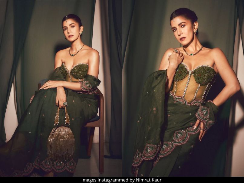 Nimrat Kaur Cures Our Monday Blues With Head-Turning Green Corset Saree Moment. See Pics, Video